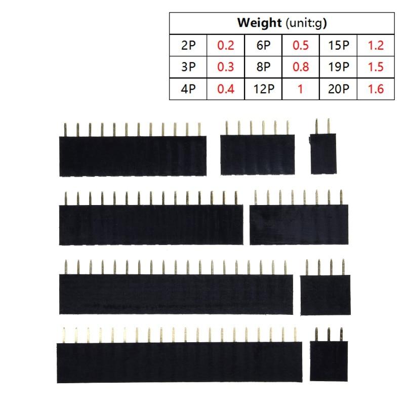 1PC Single Row Pin Female Header Socket Pitch 2.54mm 1*2P 3P 4P 6P 8P ...