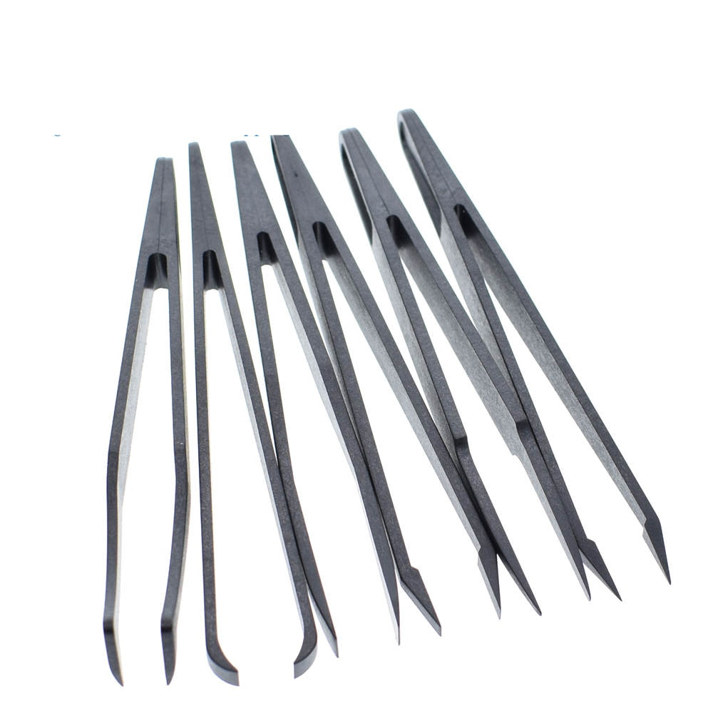 6pcs Anti-static Electronic Tweezers Kit ESD Plastic Forceps PCB Repair ...