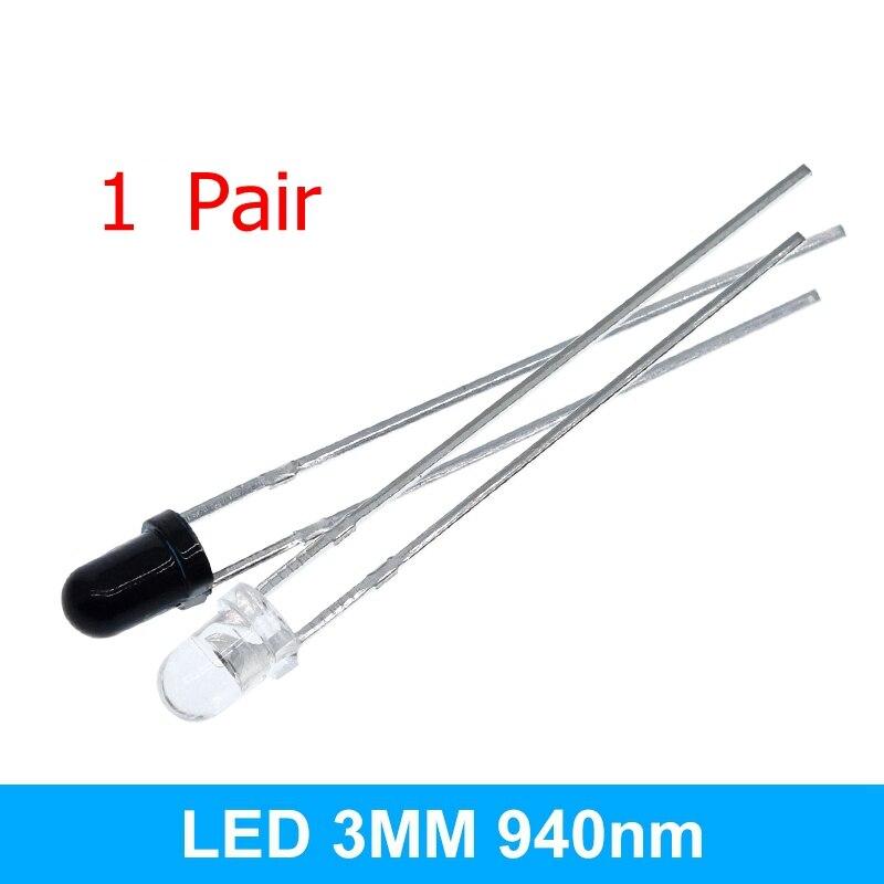 1pair 3mm 5mm 940nm LEDs Infrared Emitter and IR Receiver Diode Diodes ...