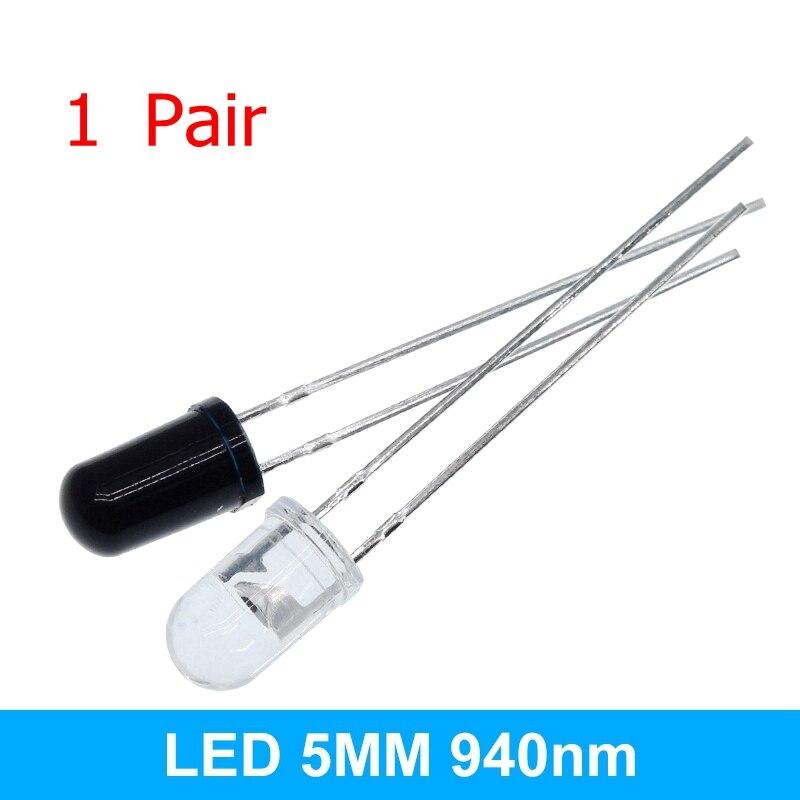 1pair 3mm 5mm 940nm LEDs Infrared Emitter and IR Receiver Diode Diodes ...